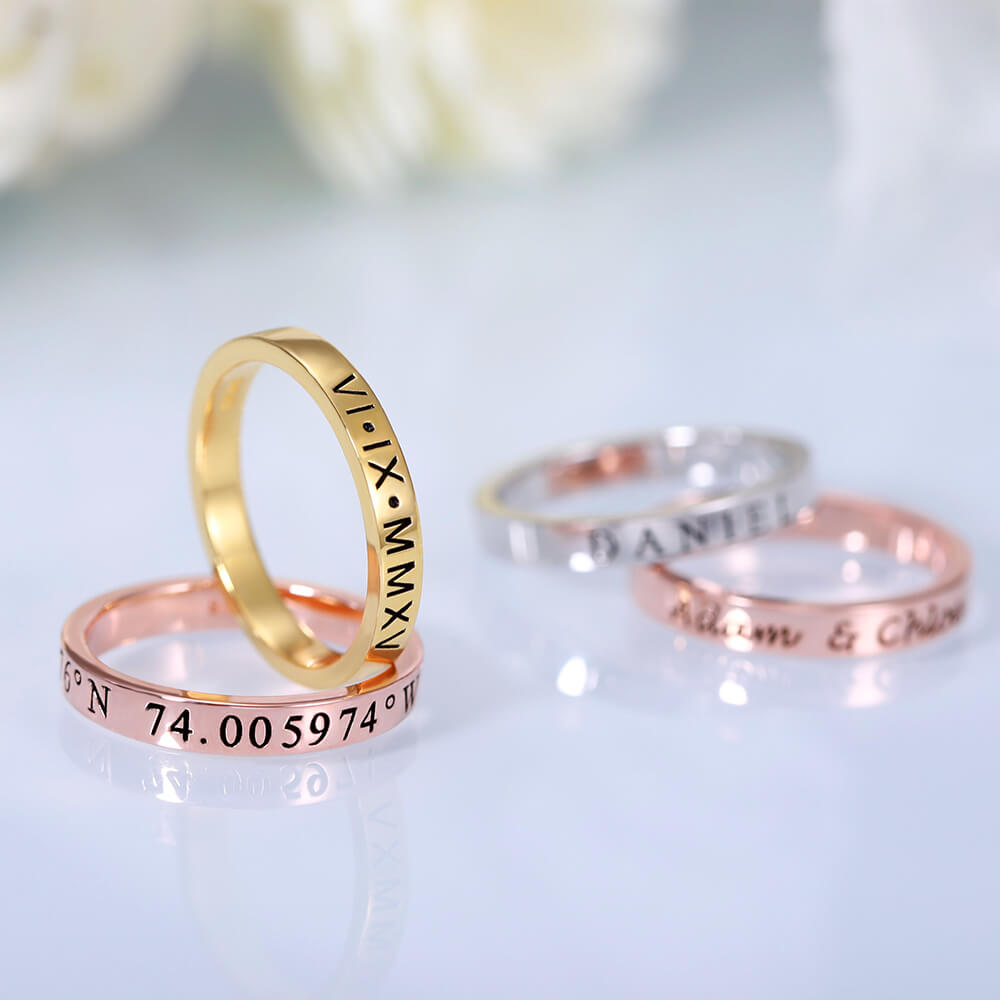 Custom Engraving Stackable Name Rings - CALLIE