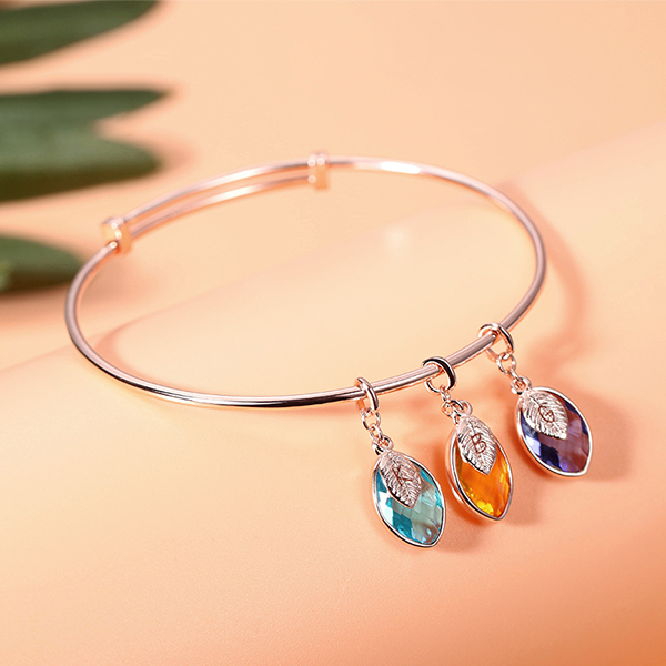 Mom Bracelet with Custom Leaves Birthstones & Initials Family ...