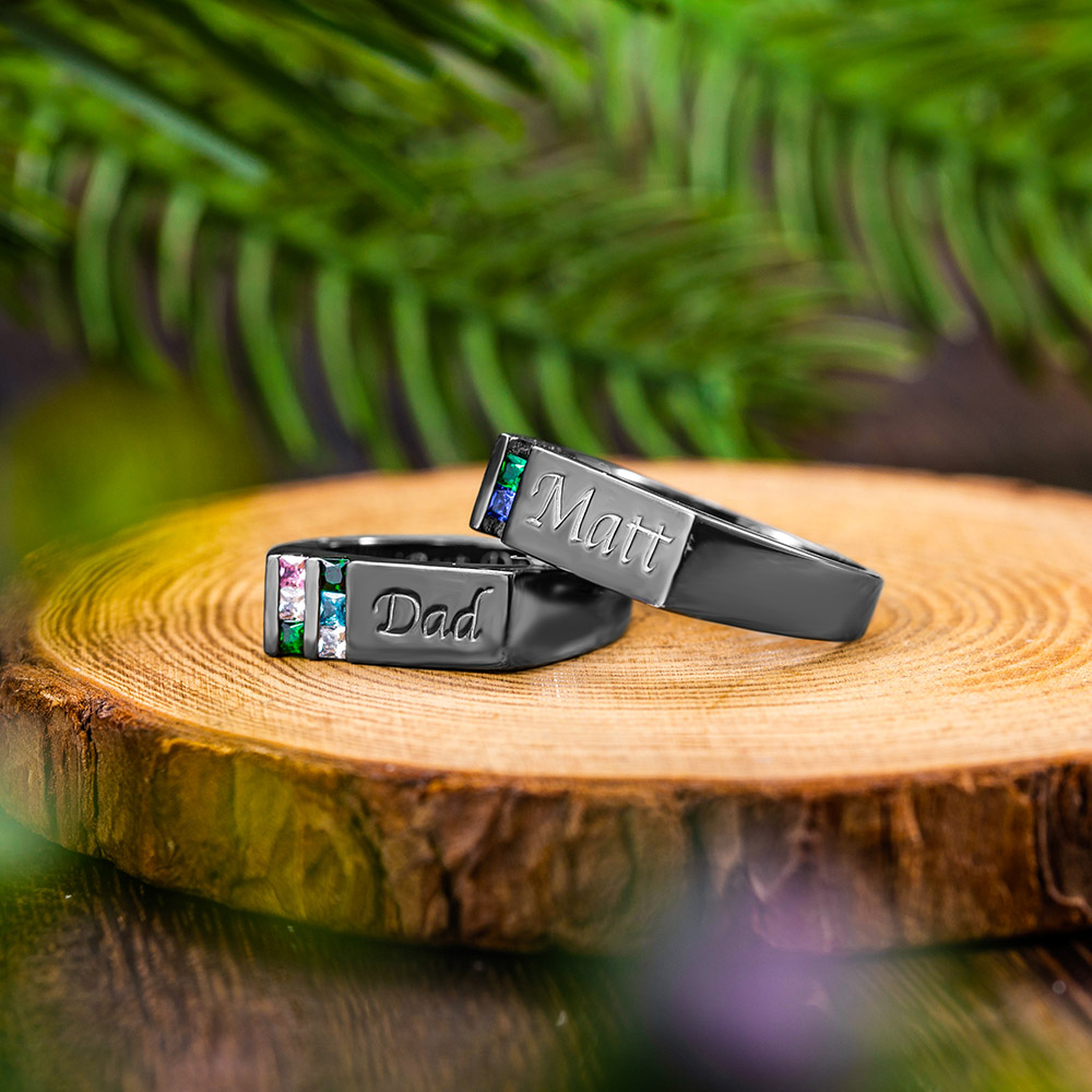 Engrave Letters Birthstone Rings For Fathers - CALLIE