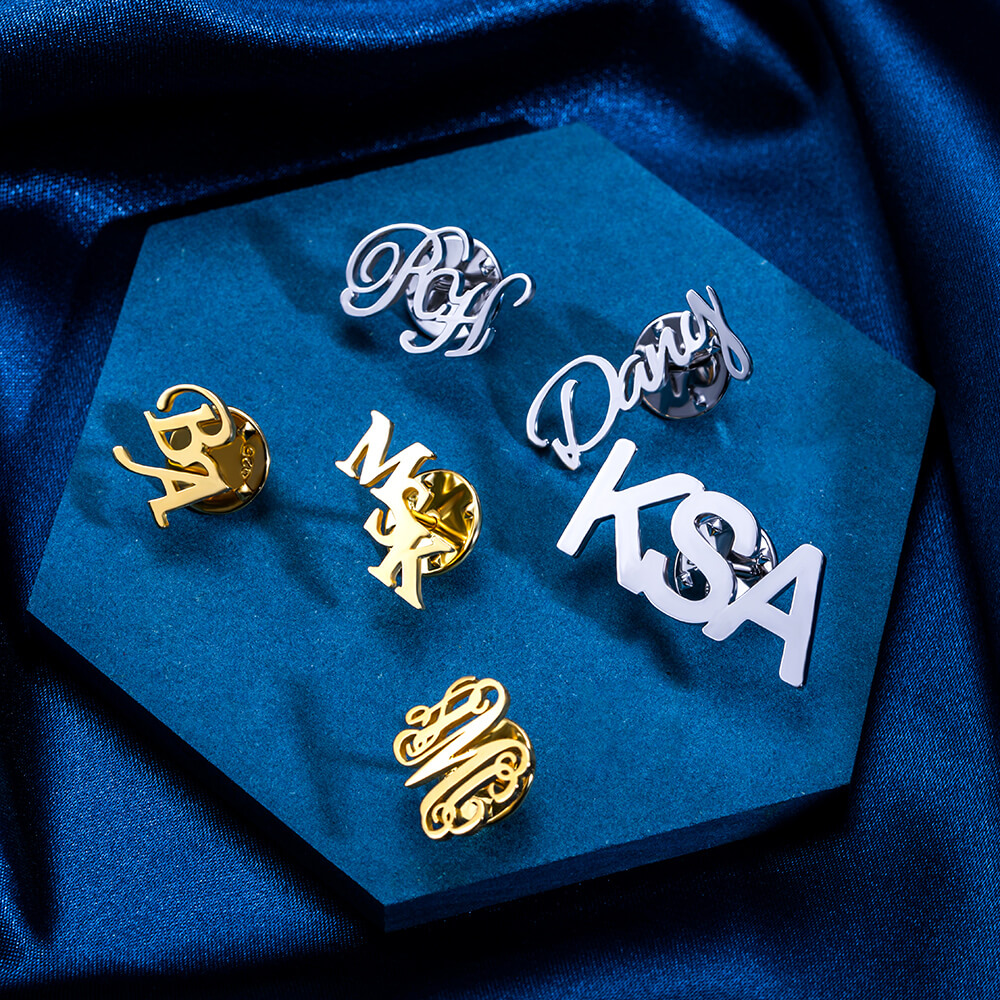 Custom Brooch Lapel Pins With Initial Name for Men - CALLIE
