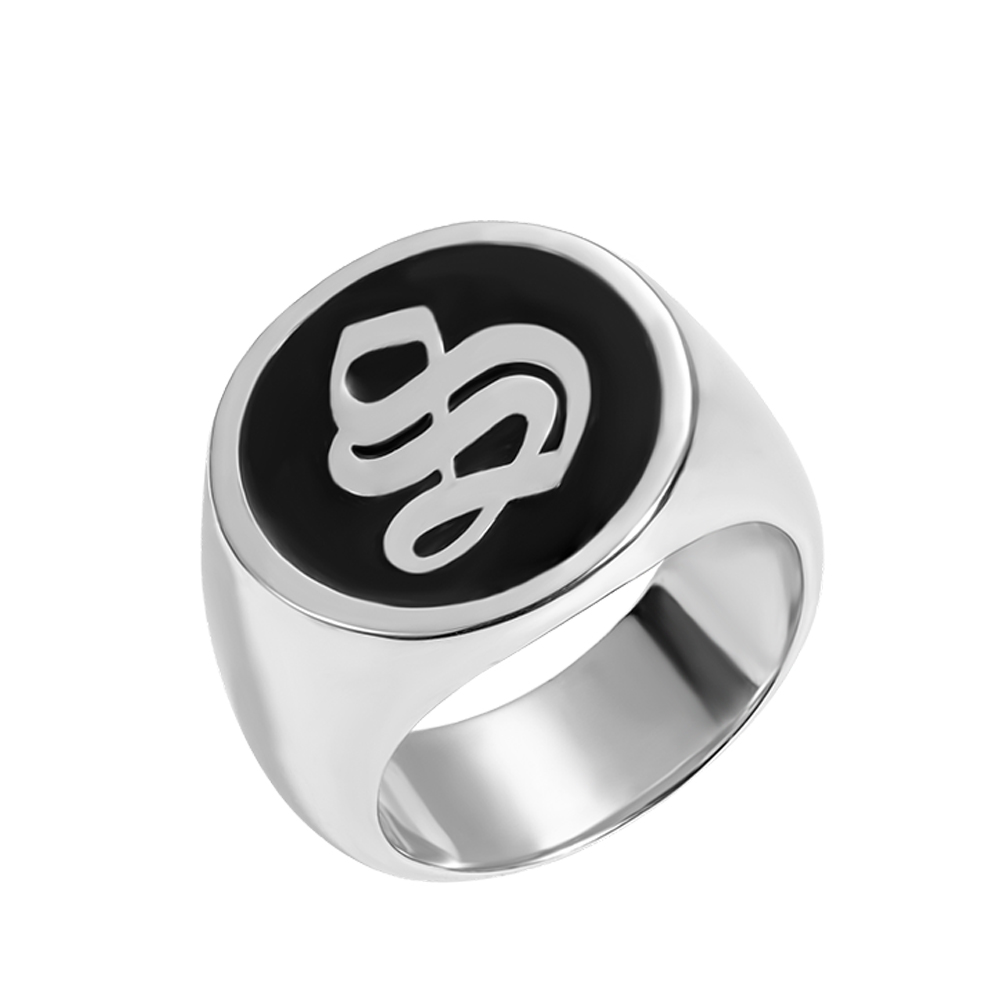 Personalized Gothic Old English Initial Signet Ring - CALLIE
