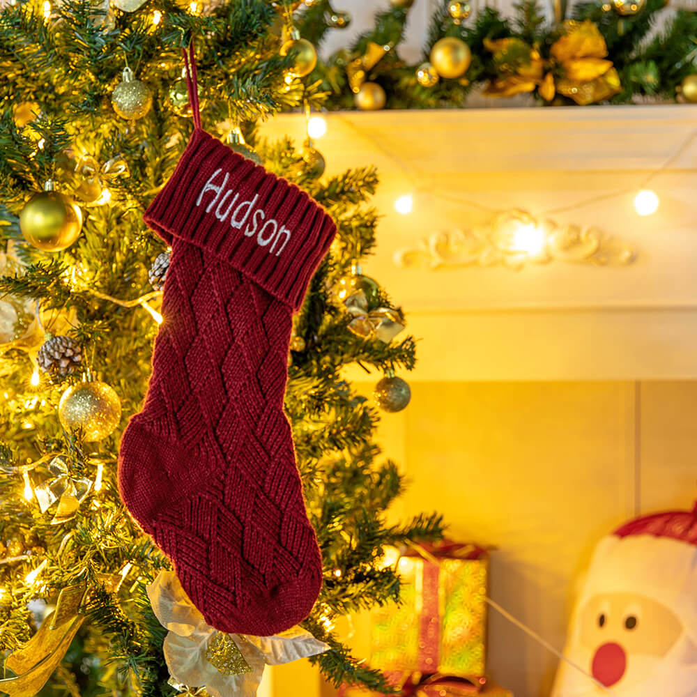 Personalized Embroidered Name and Monogram Christmas Cable Knitting ...