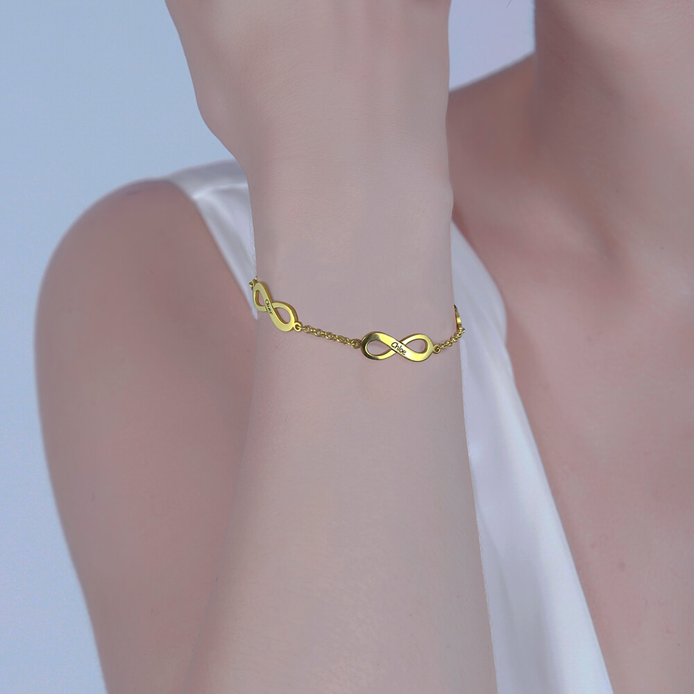 Personalized Triple Infinity Name Bracelet Sterling Silver - CALLIE