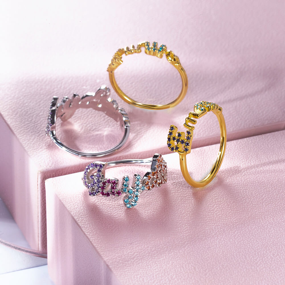 Custom Gemstones Name Ring - CALLIE