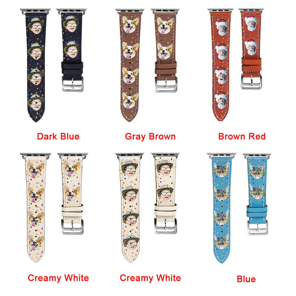 Personalized Photo Face Leather Watch Band for Apple Watch - CALLIE