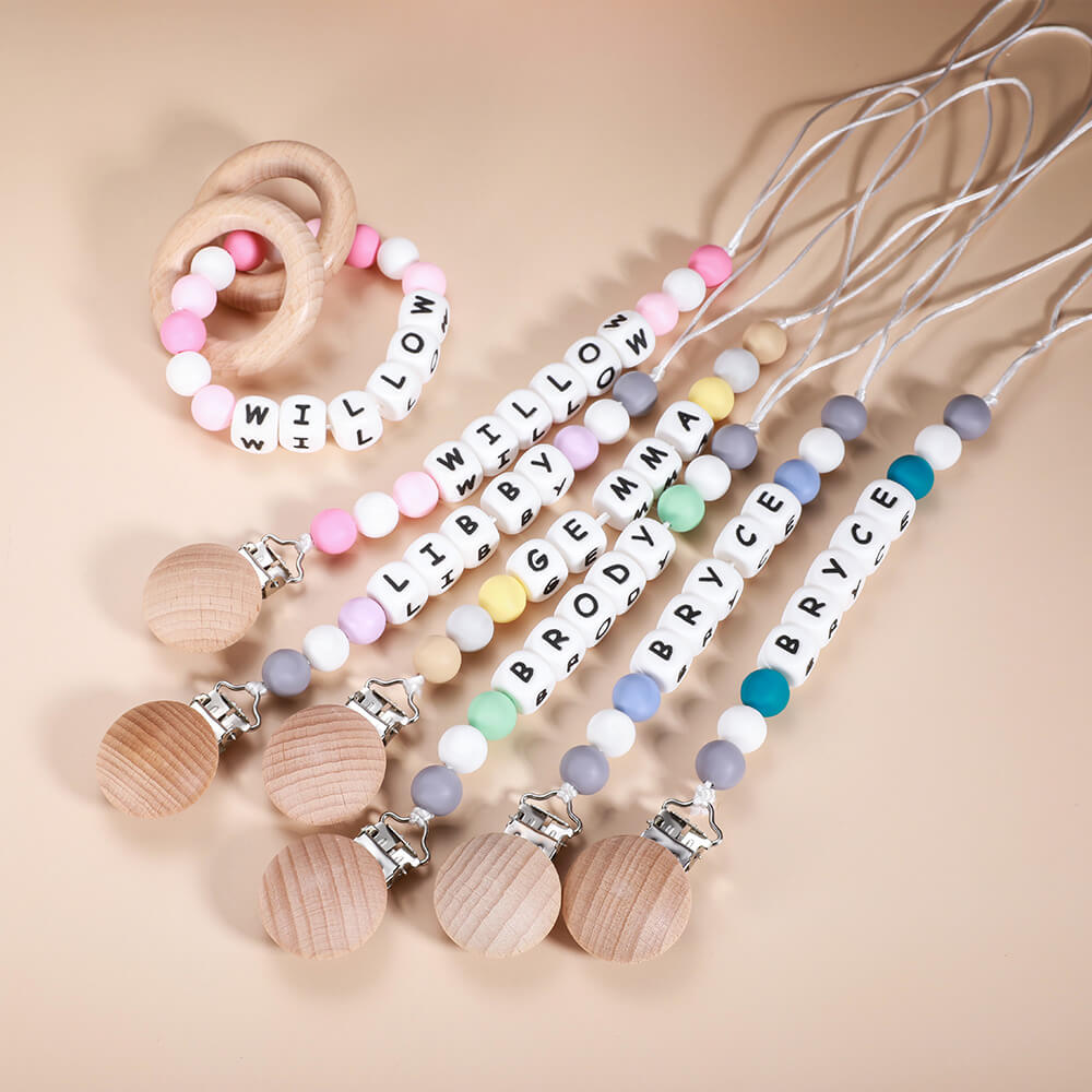 Custom Baby Pacifier Clip & Teether Set with Name - CALLIE