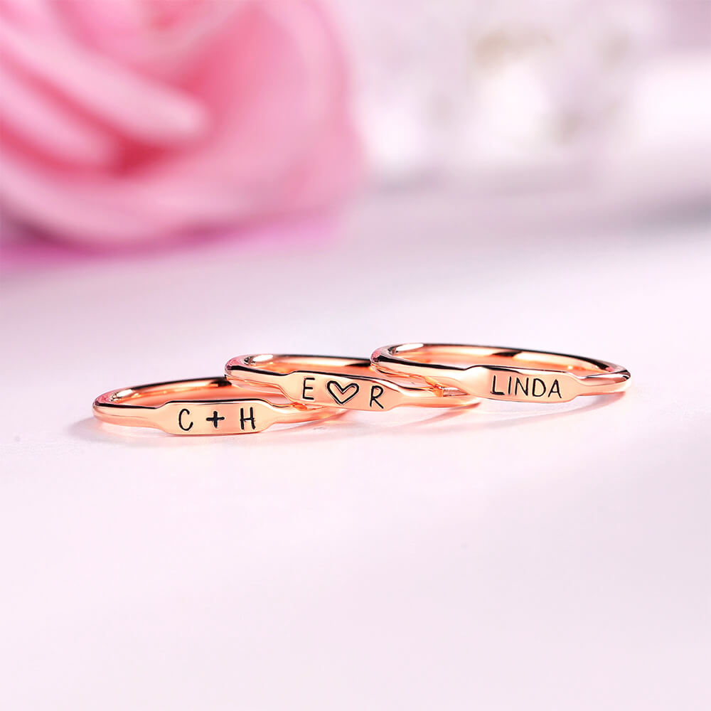 Stackable Rings with Customized Names or Initials In Silver - CALLIE