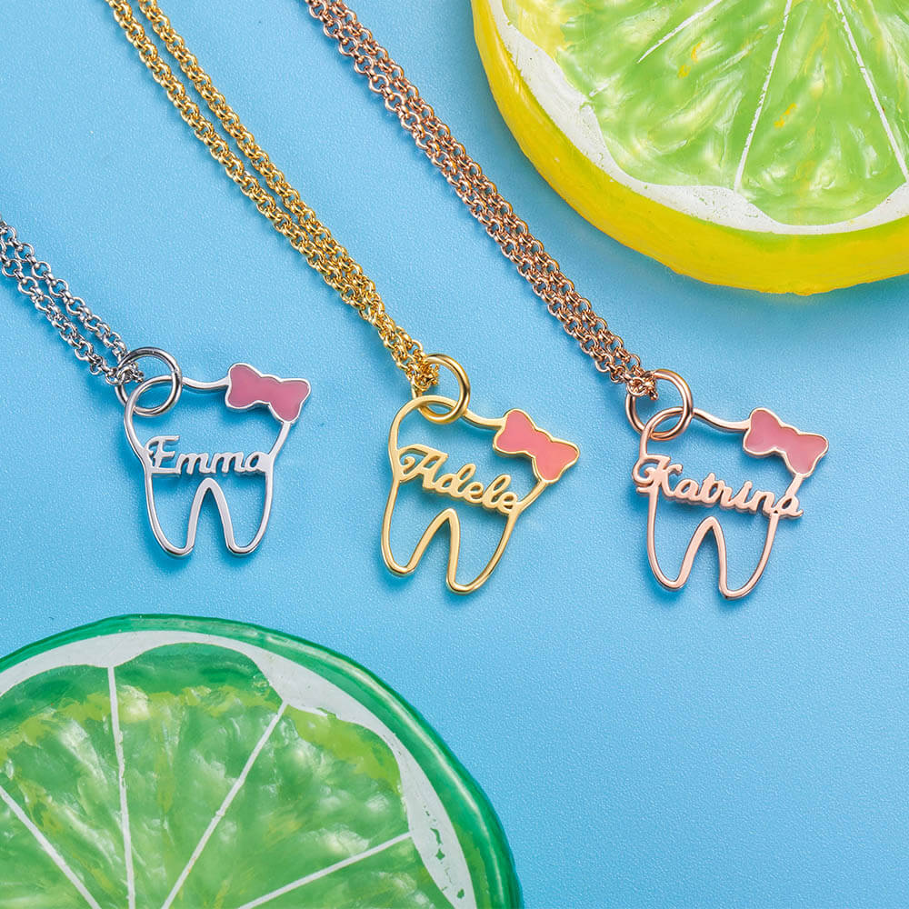 Engraved Name Cute Tooth Necklace Dental Gifts For Dentist Assistant ...