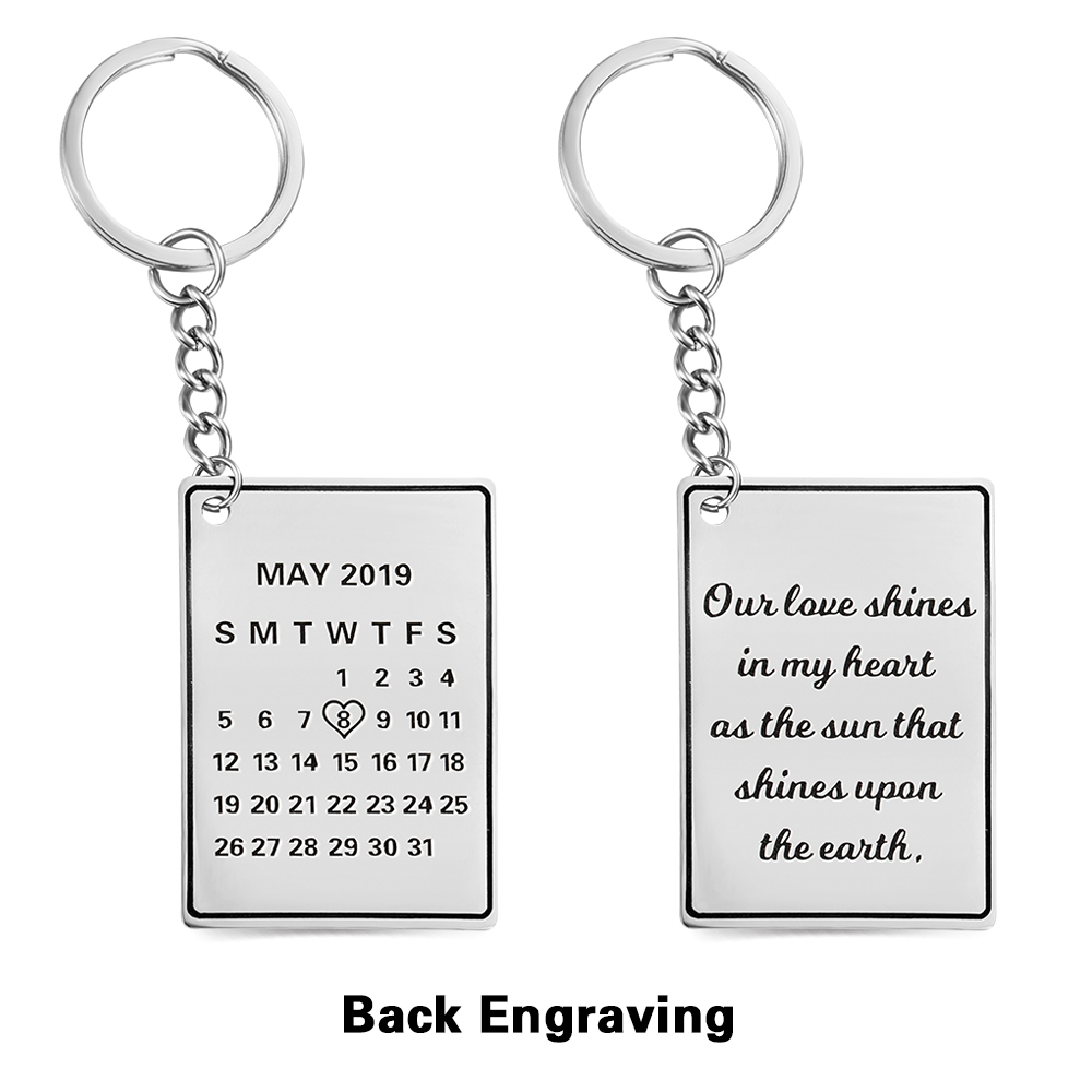 Personalized Engraved Double Names & Date Anniversary Keychain In Steel ...