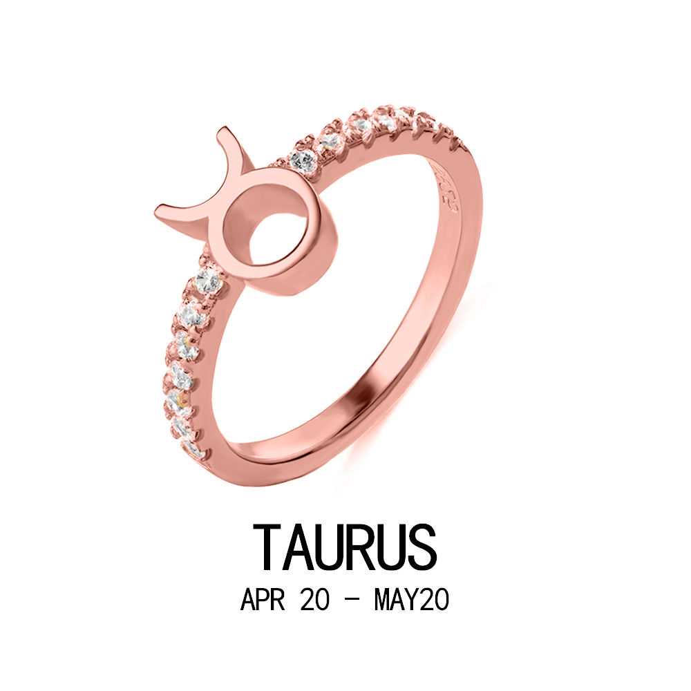 Personalized Birthstone Taurus Zodiac Ring - CALLIE