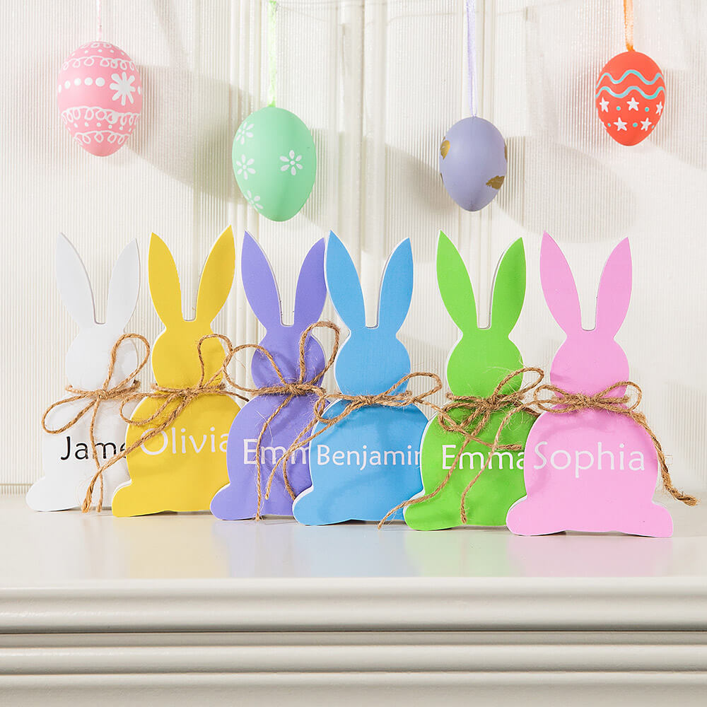 Personalized Wooden Painting Name Easter Bunny Decor With A Rope - CALLIE