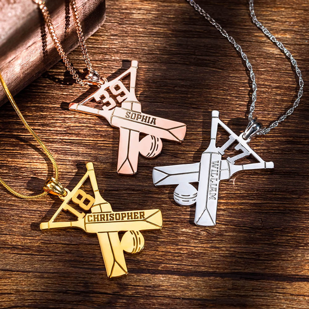 Personalized Cricket Necklace with Number & Name Gift - CALLIE