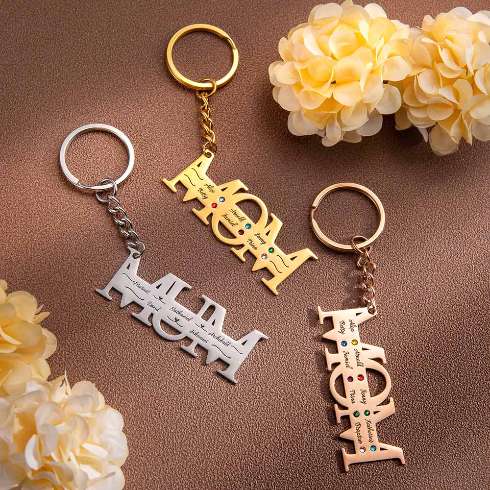 Gift for Father Engraved Keychain with Kid's Name - CALLIE