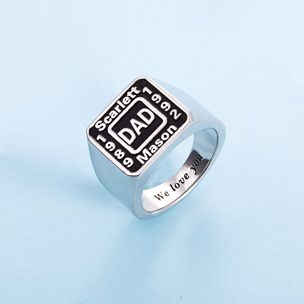 Personalized Daddy Name Ring in Silver