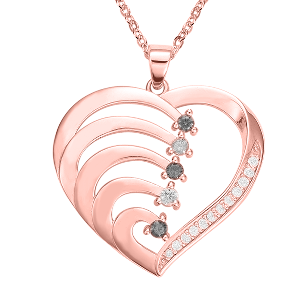 Personalized Name & Birthstone Family Heart Necklace - CALLIE