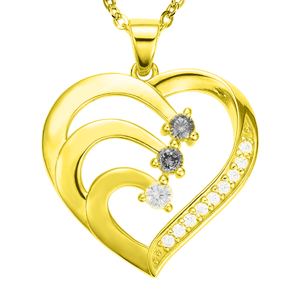 Personalized Name & Birthstone Family Heart Necklace - CALLIE