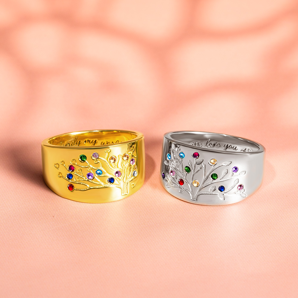 Pesonalized 20 Birthstones Family Tree Ring for Mom - CALLIE