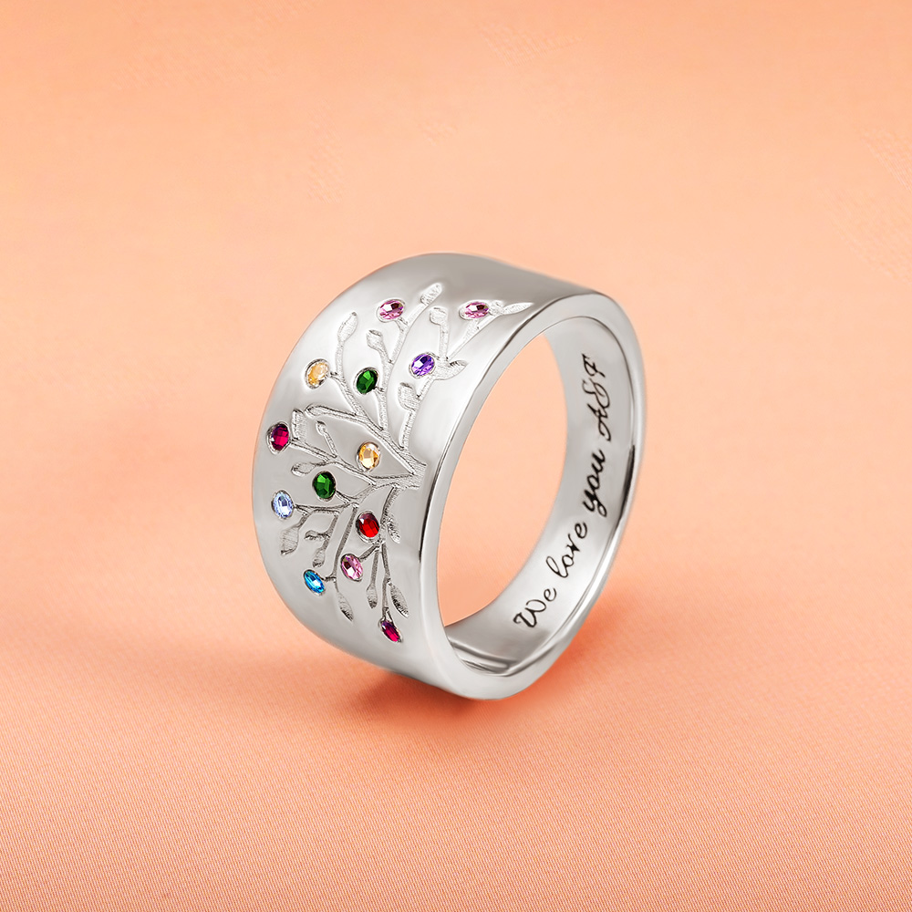 Pesonalized 20 Birthstones Family Tree Ring for Mom - CALLIE