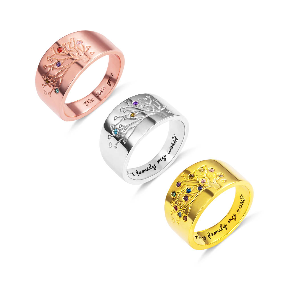 Pesonalized 20 Birthstones Family Tree Ring for Mom - CALLIE