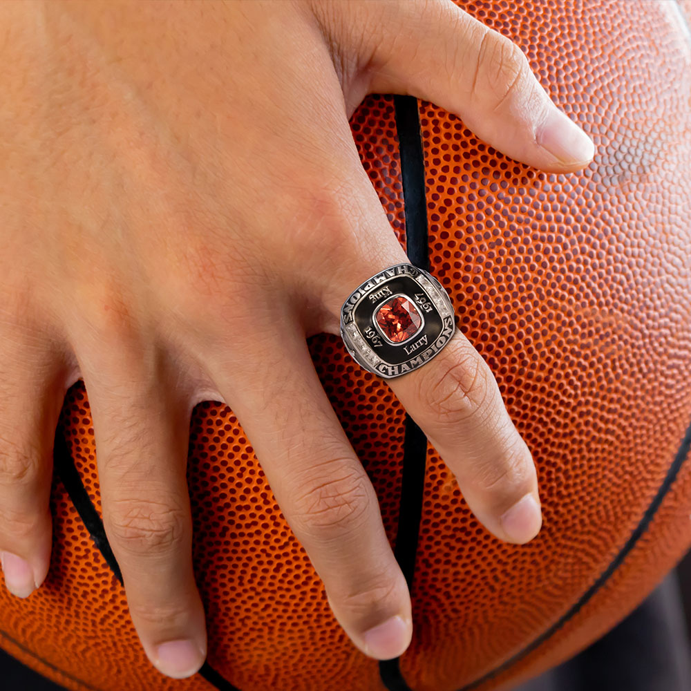 Custom Engraved Championship Ring, Gemstone Sports Rings - CALLIE