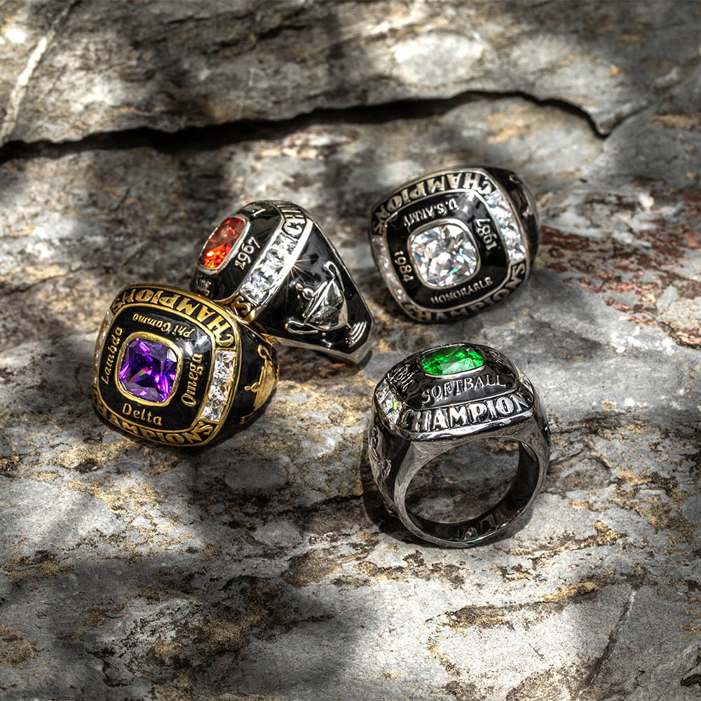Custom Engraved Championship Ring, Gemstone Sports Rings - CALLIE
