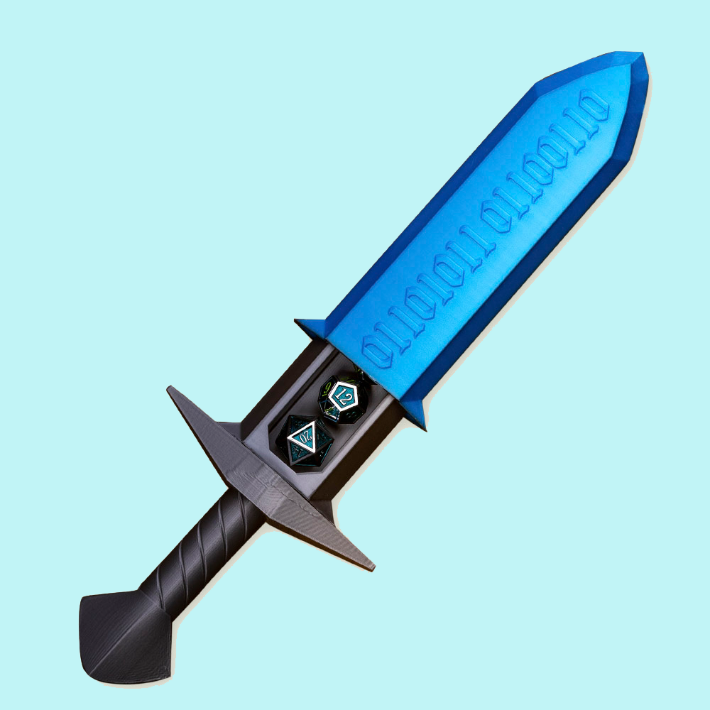 Personalized 3D Printed Sword DND Dice Box