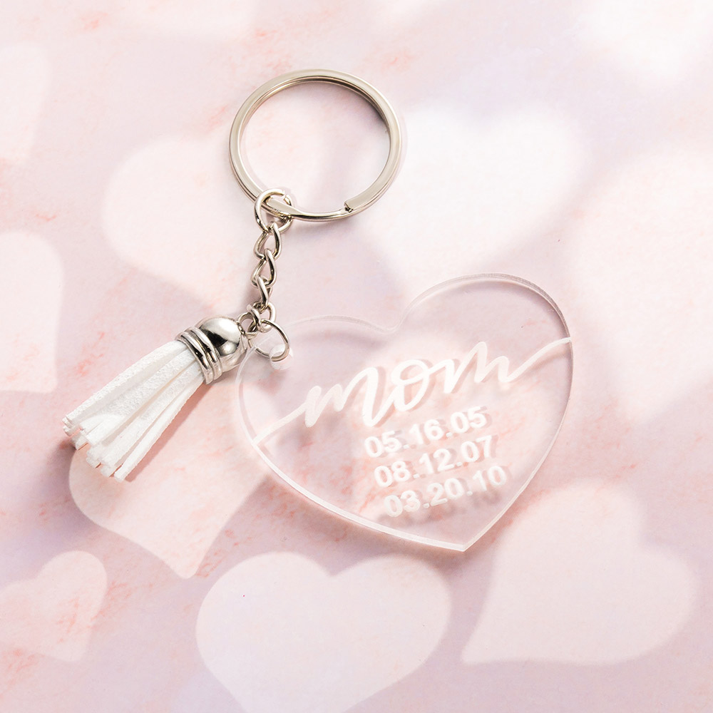 Personalized Mom or Grandma Custom Engraving Tassel Keychain Acrylic ...