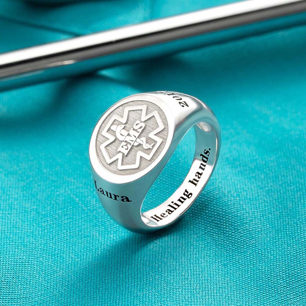 Personalized RN/RT/PT/MD Medical Caduceus Signet Nurse Graduation Ring ...