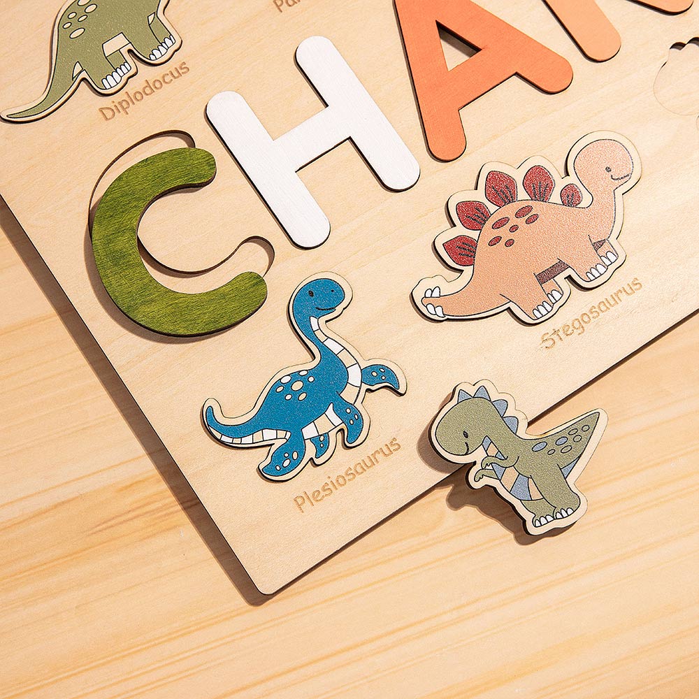 Personalized Name Wooden Dinosaur Jigsaw Puzzle for Kids - CALLIE