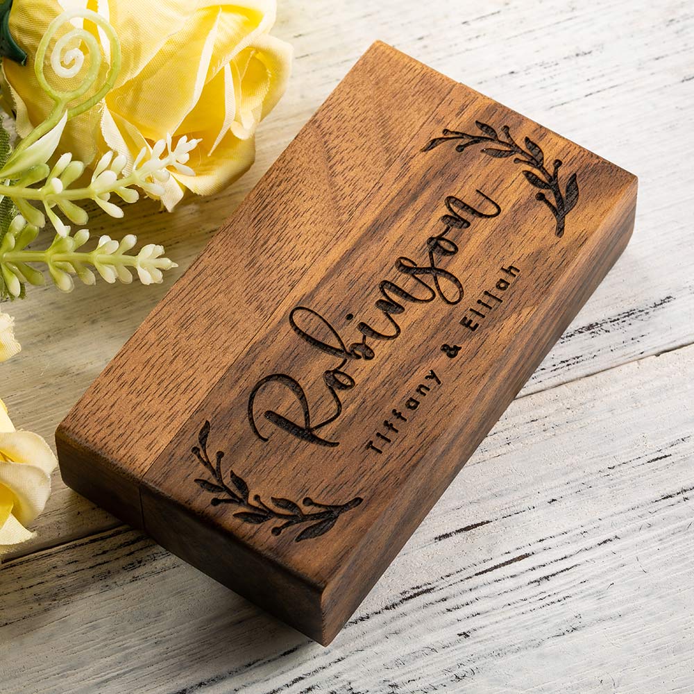 Personalized Custom Name Wooden Proposal Engagement Wedding Double Ring ...