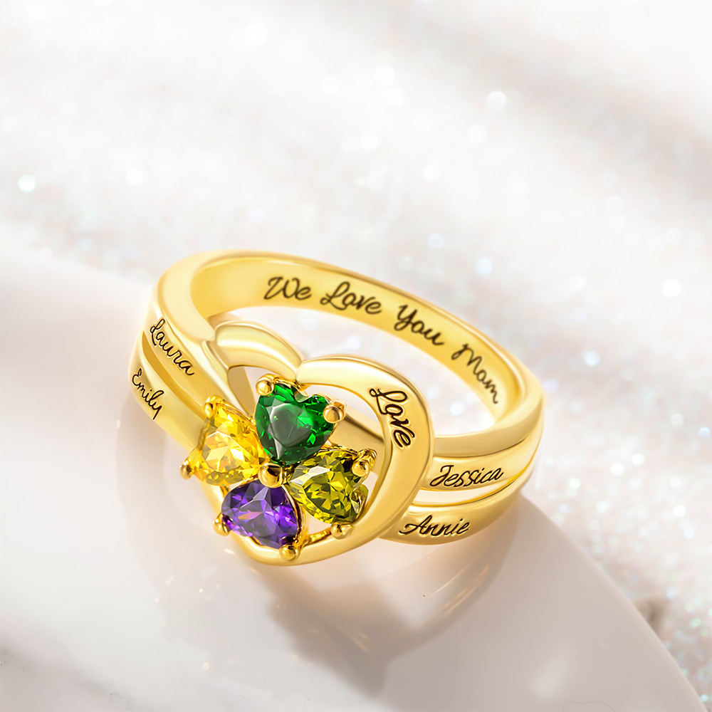 Personalized Name Heart Ring with Birthstone - CALLIE