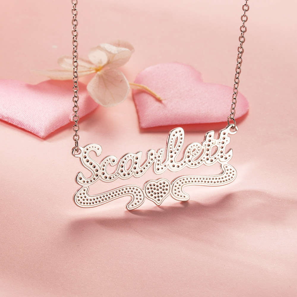 Diamond Cut Name Necklace with Lace - CALLIE