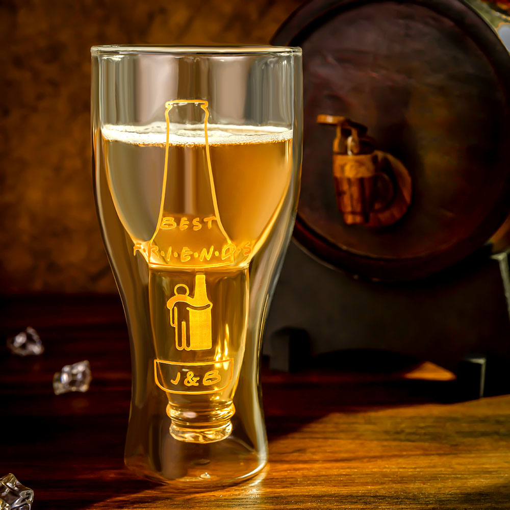 Personalized Double-layer Inverted Bottle Beer Glass - CALLIE