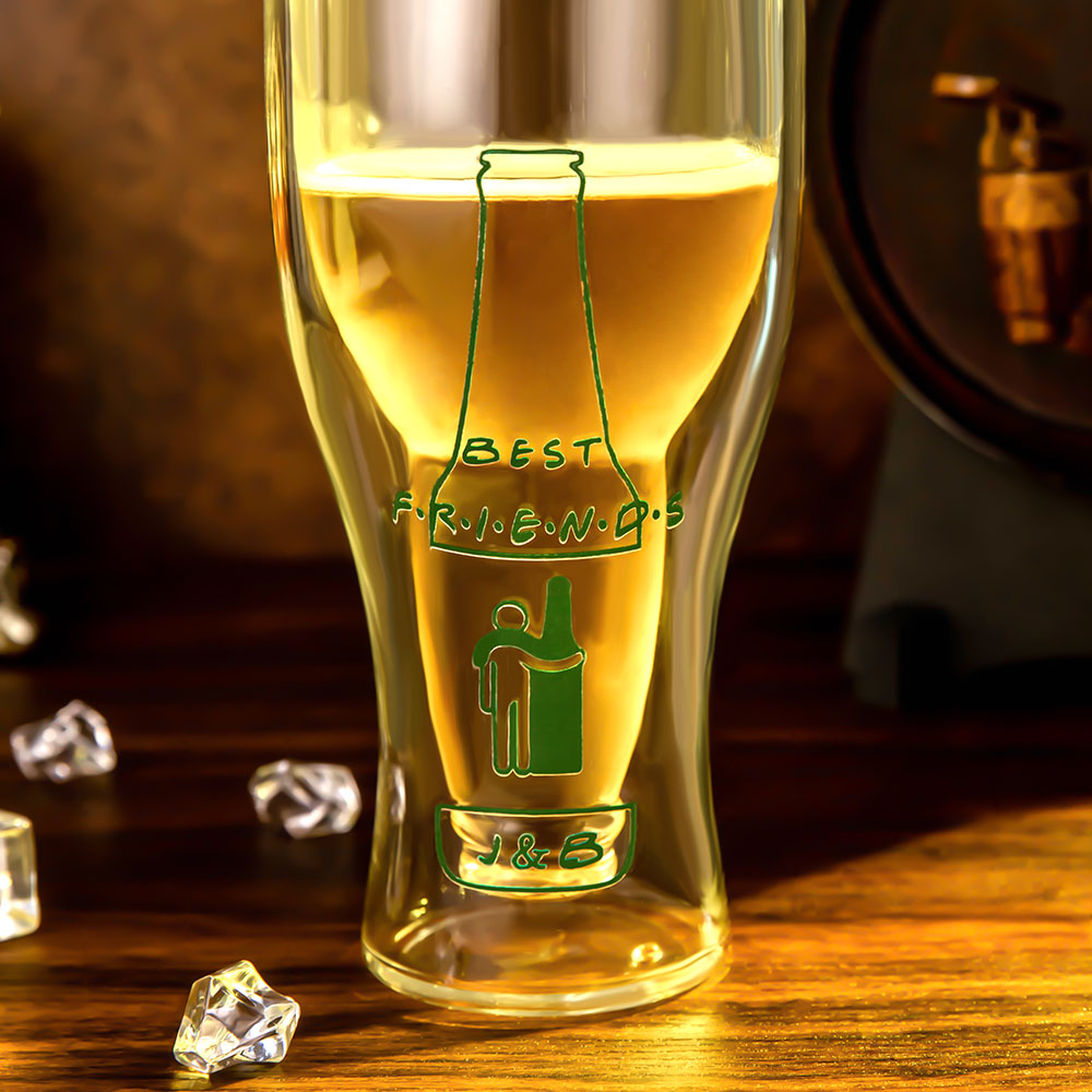 Personalized Double-layer Inverted Bottle Beer Glass - CALLIE