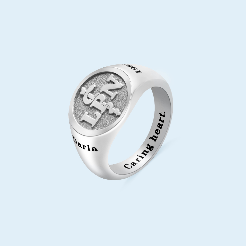 Custom Medical Symbol Signet Rings in Sterling Silver