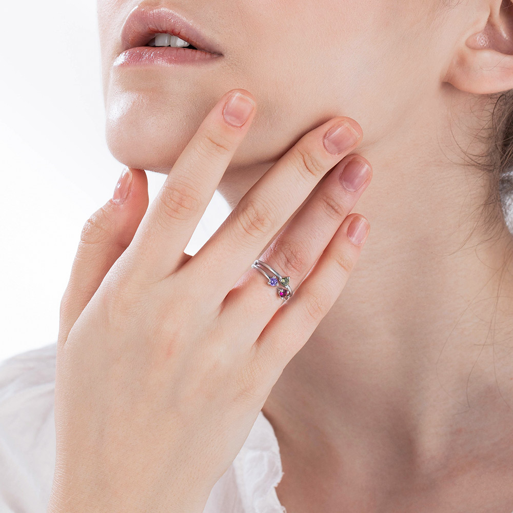 Personalized Stacking Kids Birthstone Ring for Mother - CALLIE