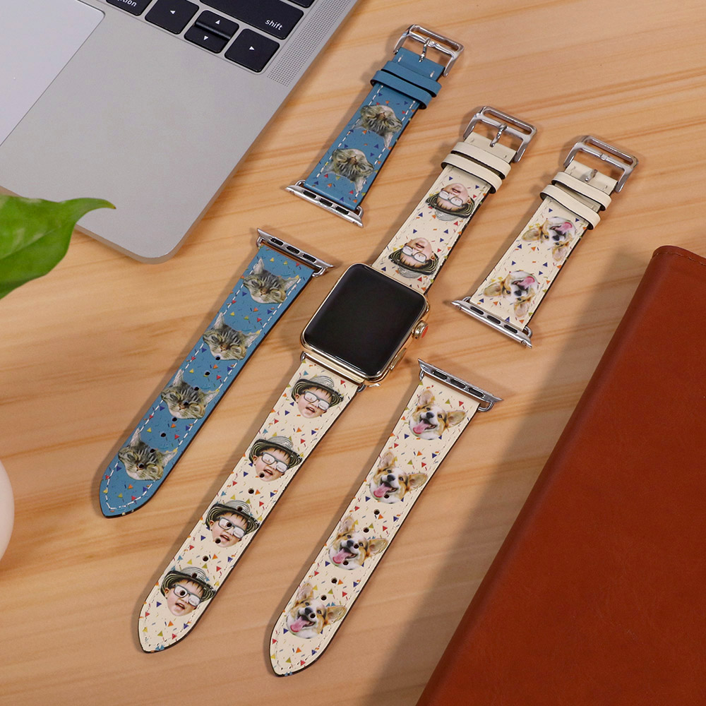 Personalized Photo Face Leather Watch Band for Apple Watch - CALLIE