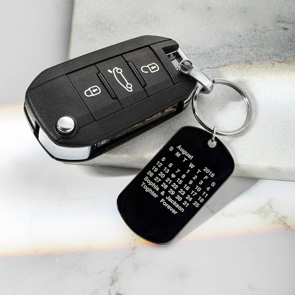 Personalized Photo Calendar Dog Tag KeyChain Stainless Steel - CALLIE