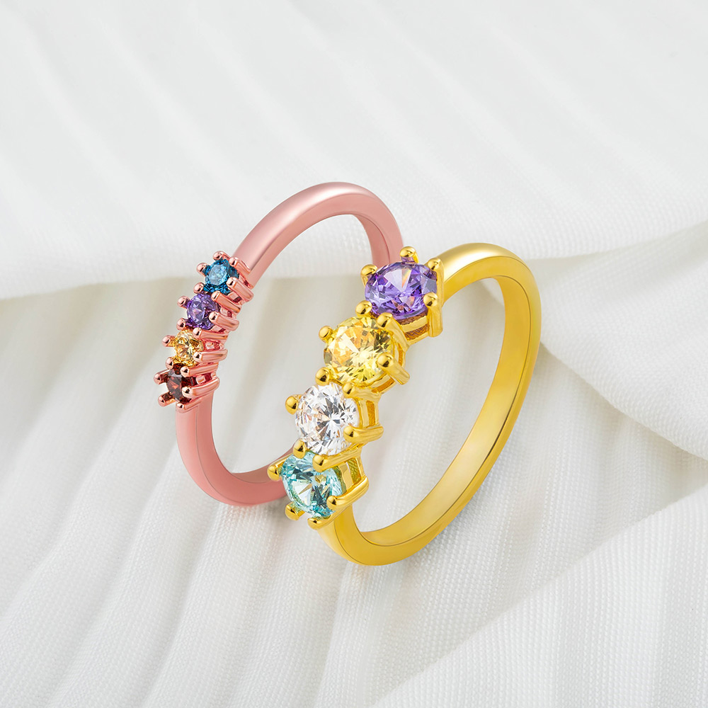 Perosnalized Elegant Multi Birthstone Ring for Women - CALLIE