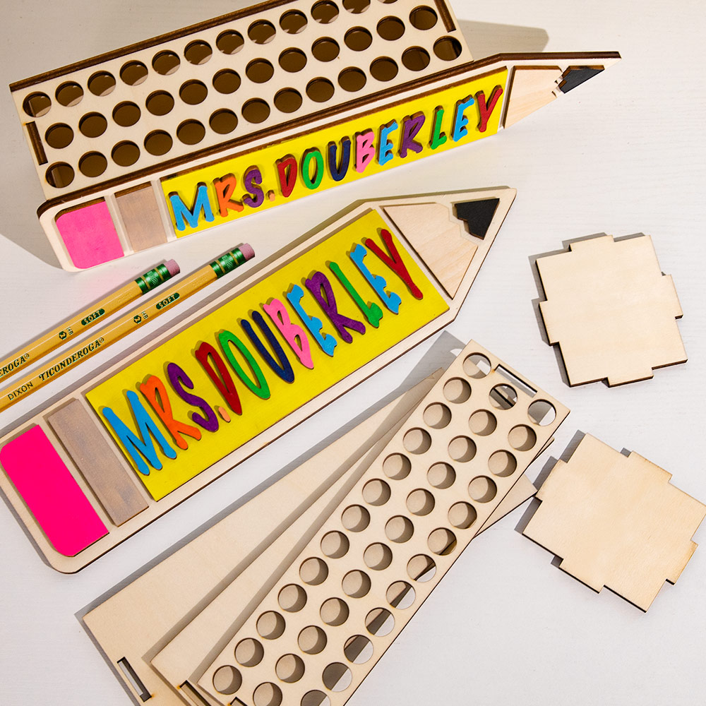 Personalized Teacher Appreciation Wood Pencil Pen Holder Gift Callie