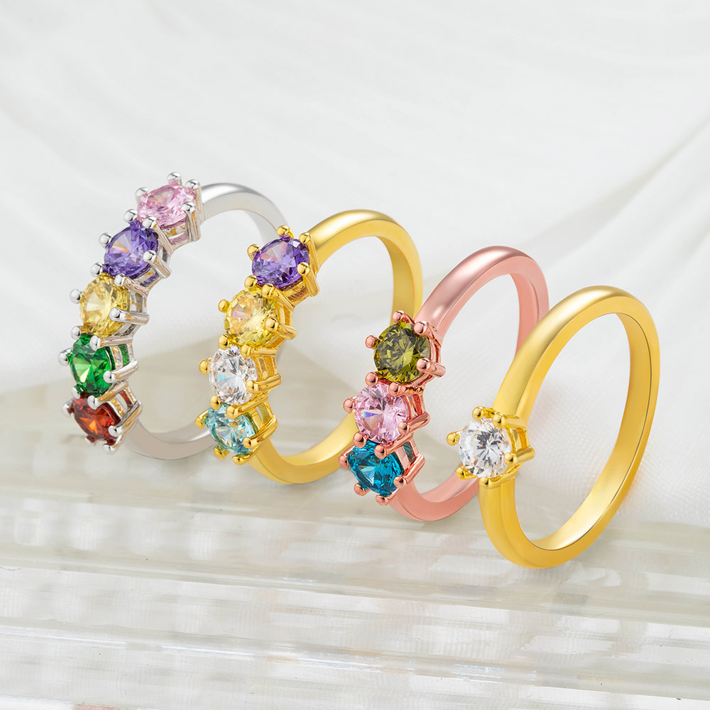Perosnalized Elegant Multi Birthstone Ring for Women - CALLIE