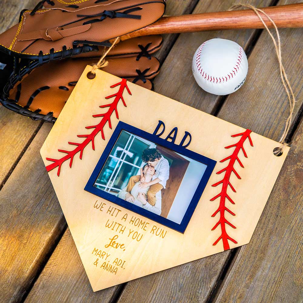 Custom Rustic Baseball Photo Wood Frame Gifts for Dad - CALLIE