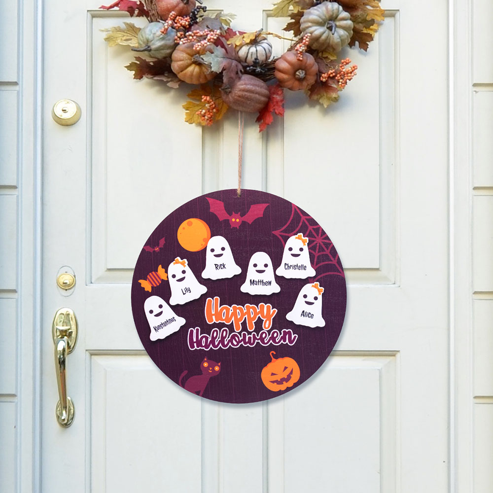 Custom Halloween Ghost Wooden Fall Door Sign Decor - CALLIE
