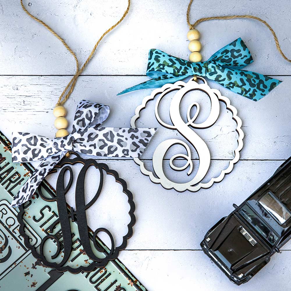 Beaded Custom Monogram Car Mirror Charm Gift for Her - CALLIE