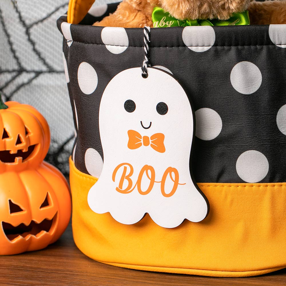 Customised Halloween Boo Ghost Name Candy Bag Tags - CALLIE