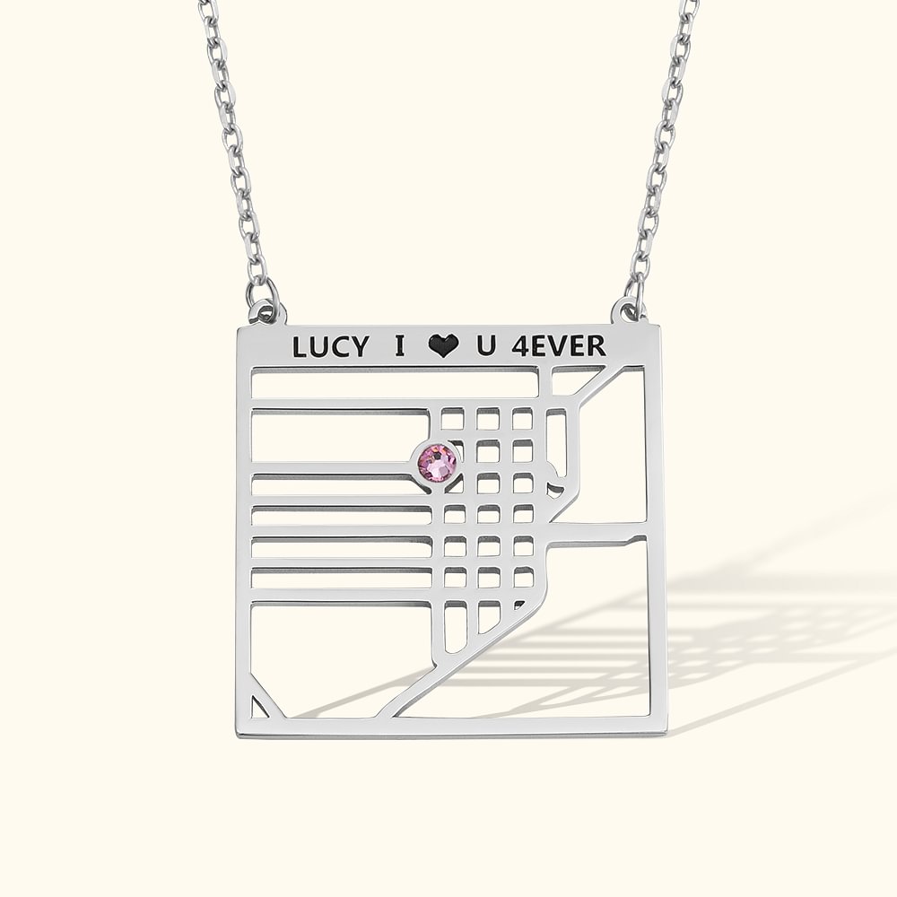 Personalized Sterling Silver Map Necklace - CALLIE