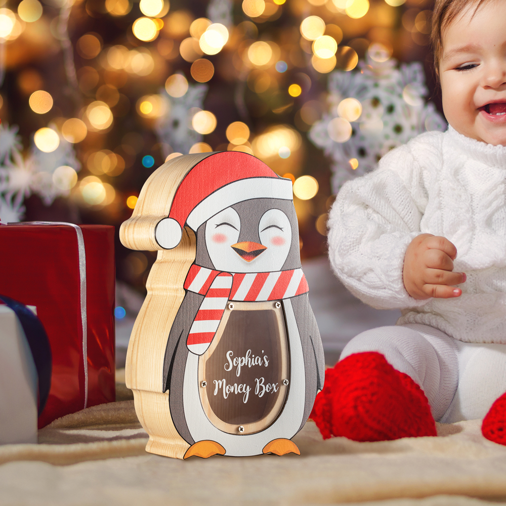 Children's penguin petty cash safe money box - CALLIE