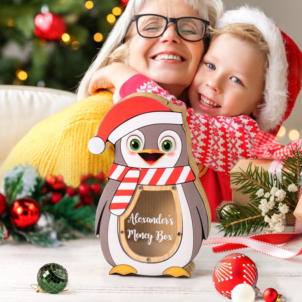 Children's penguin petty cash safe money box - CALLIE