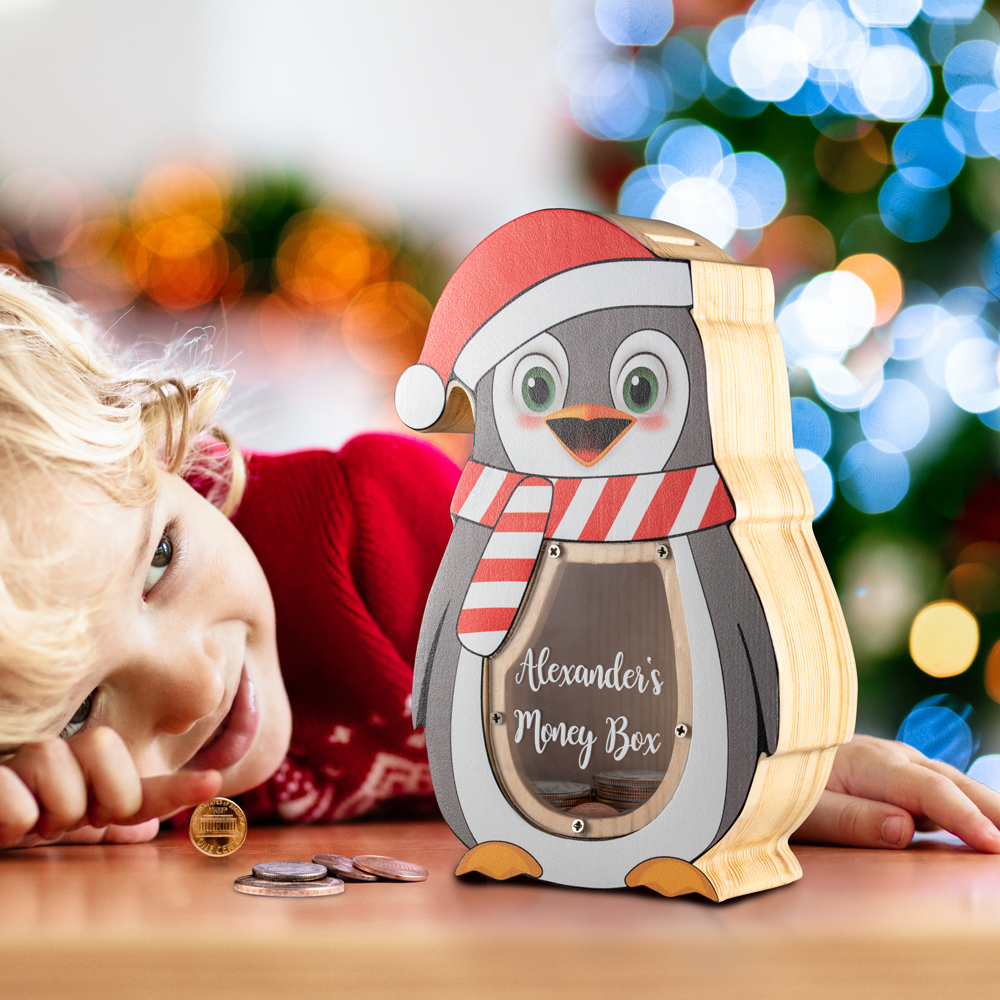 Children's penguin petty cash safe money box - CALLIE