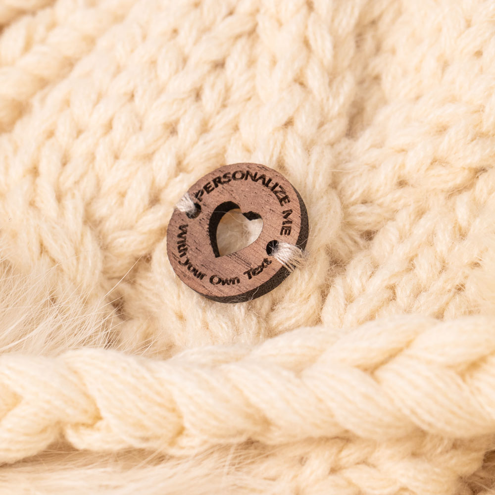 Personalized Wooden Clothing Knitting Button, Walnut Tags | Callie - CALLIE